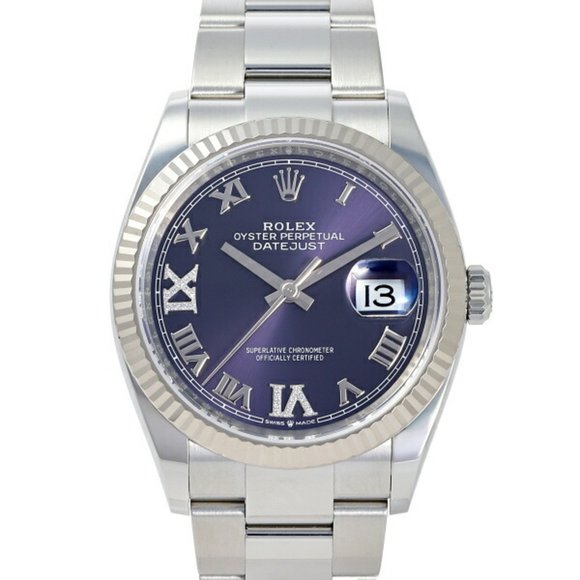 Rolex | Accessories | Rolex Datejust 36 26234 Aubergine Viix Diamond ...